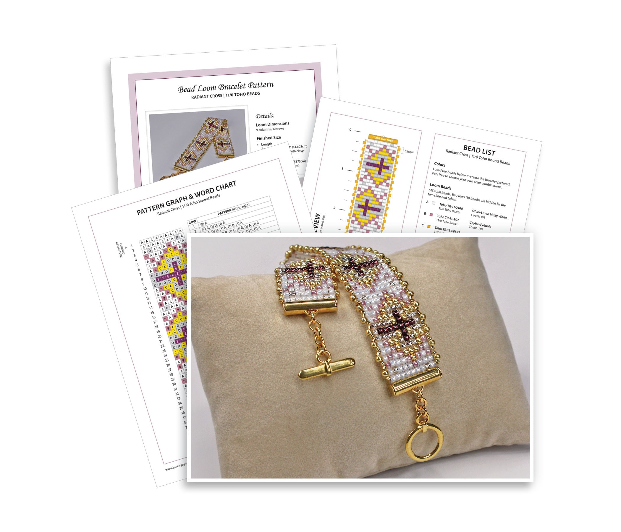 Striking Beaded Loom Bracelet Pattern, Cross Design, Christian Bracelet ...