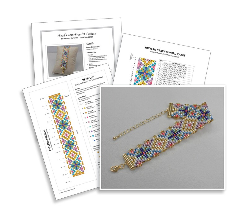 Colorful Beaded Loom Bracelet Pattern, Cross Design, Christian Bracelet ...