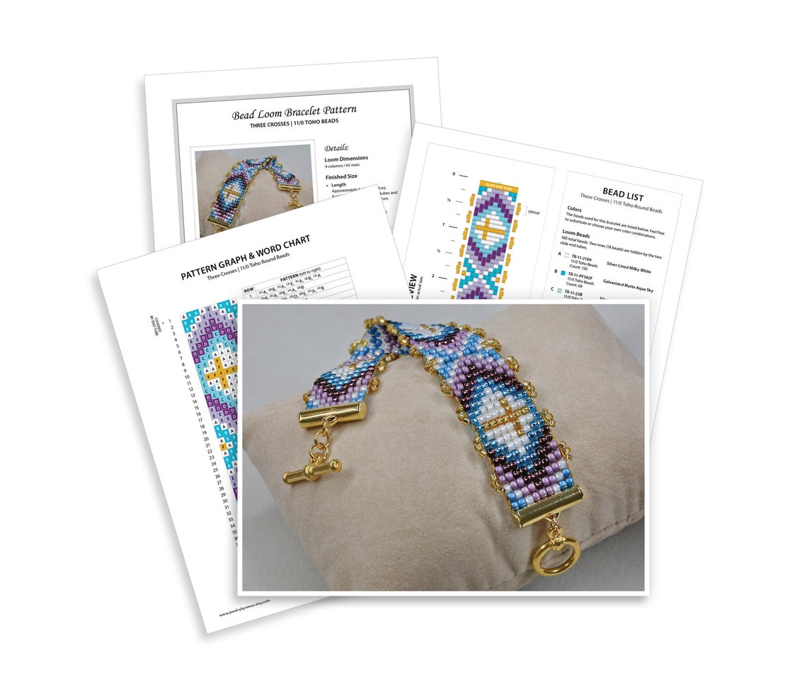 Beaded Loom Bracelet Pattern, Three Cross Design, Christian Bracelet ...