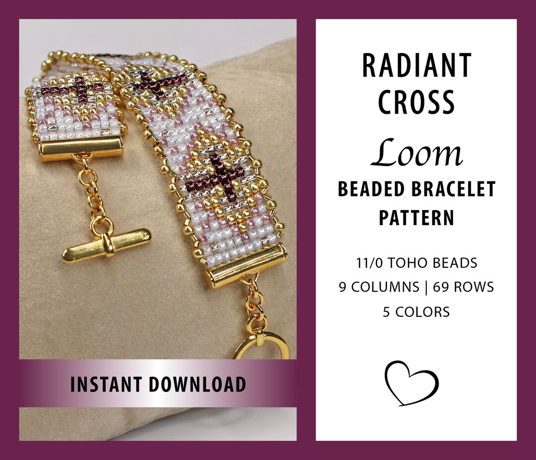 Striking Beaded Loom Bracelet Pattern, Cross Design, Christian Bracelet ...
