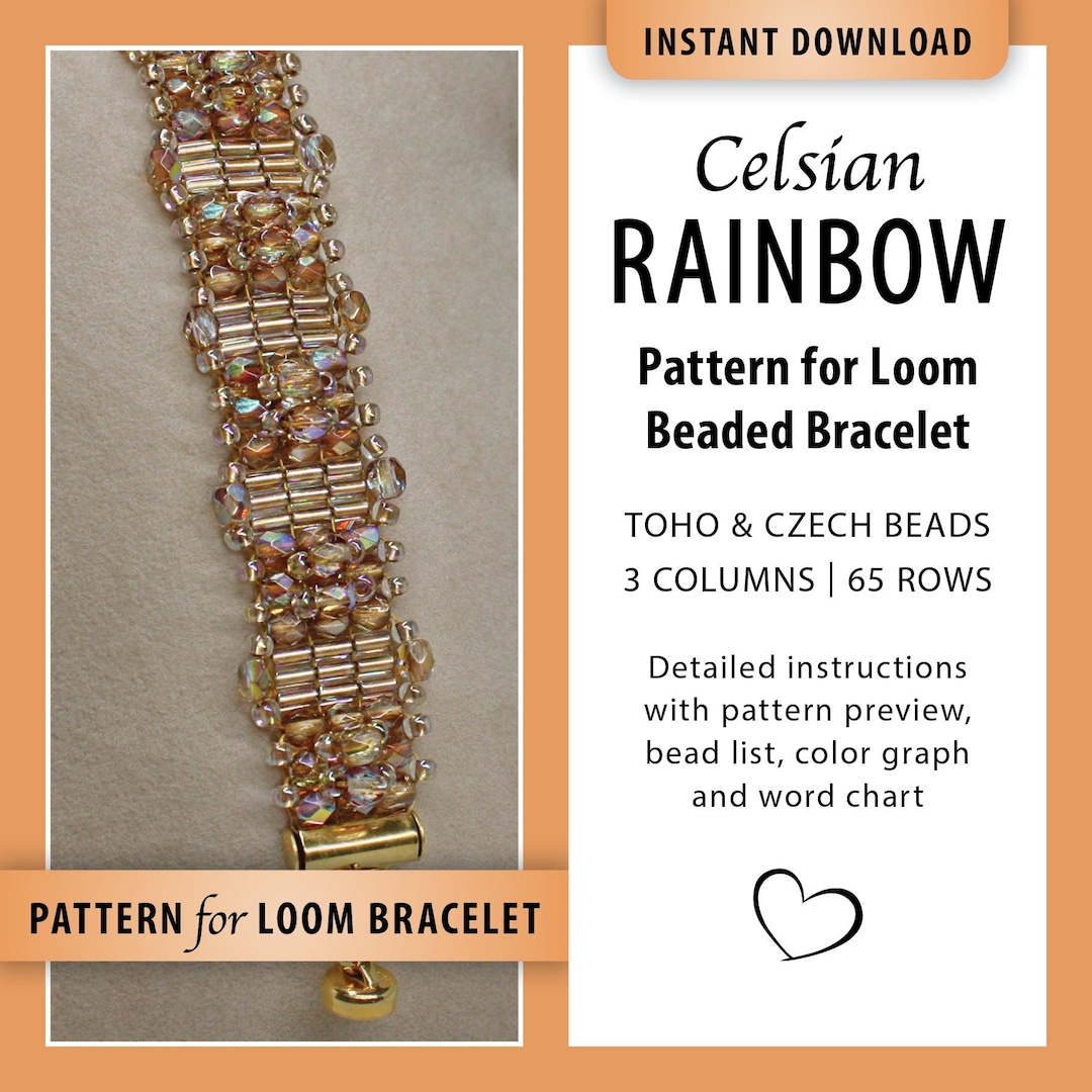 Mixed Bead Loom Bracelet Pattern, Rainbow Gold (digital PDF Pattern) - Etsy