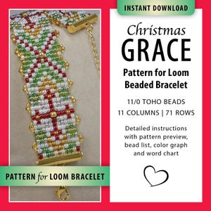 Beautiful and Festive, Christmas Beaded Loom Bracelet Pattern, Cross ...
