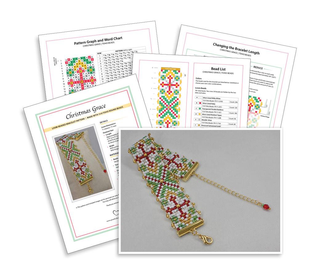 Beautiful and Festive, Christmas Beaded Loom Bracelet Pattern, Cross ...