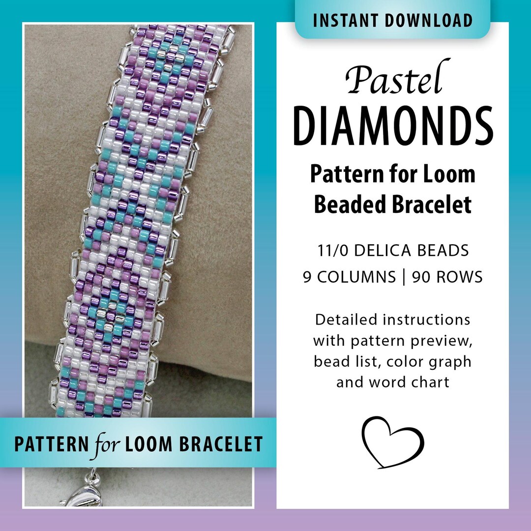 Pastel Diamond Loom Bracelet Pattern, Geometric Style (digital Download ...