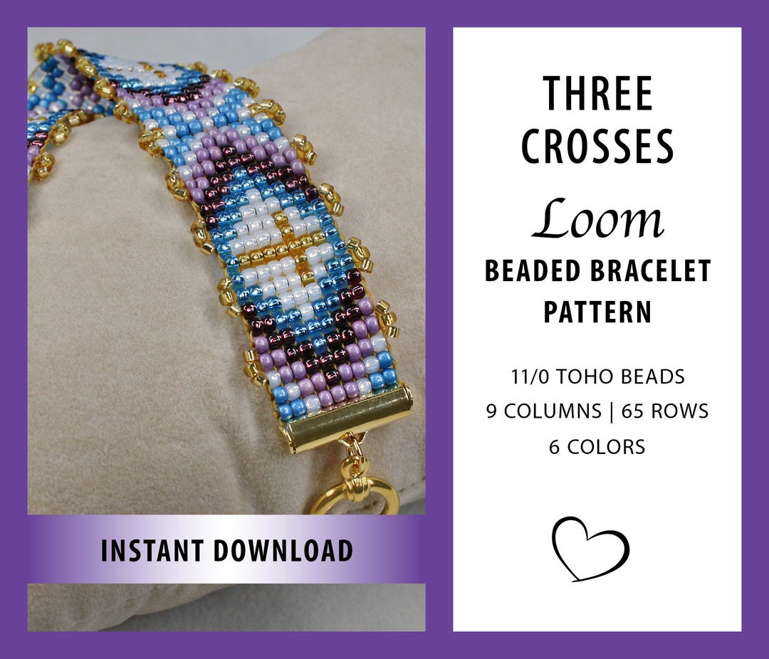 Beaded Loom Bracelet Pattern, Three Cross Design, Christian Bracelet ...