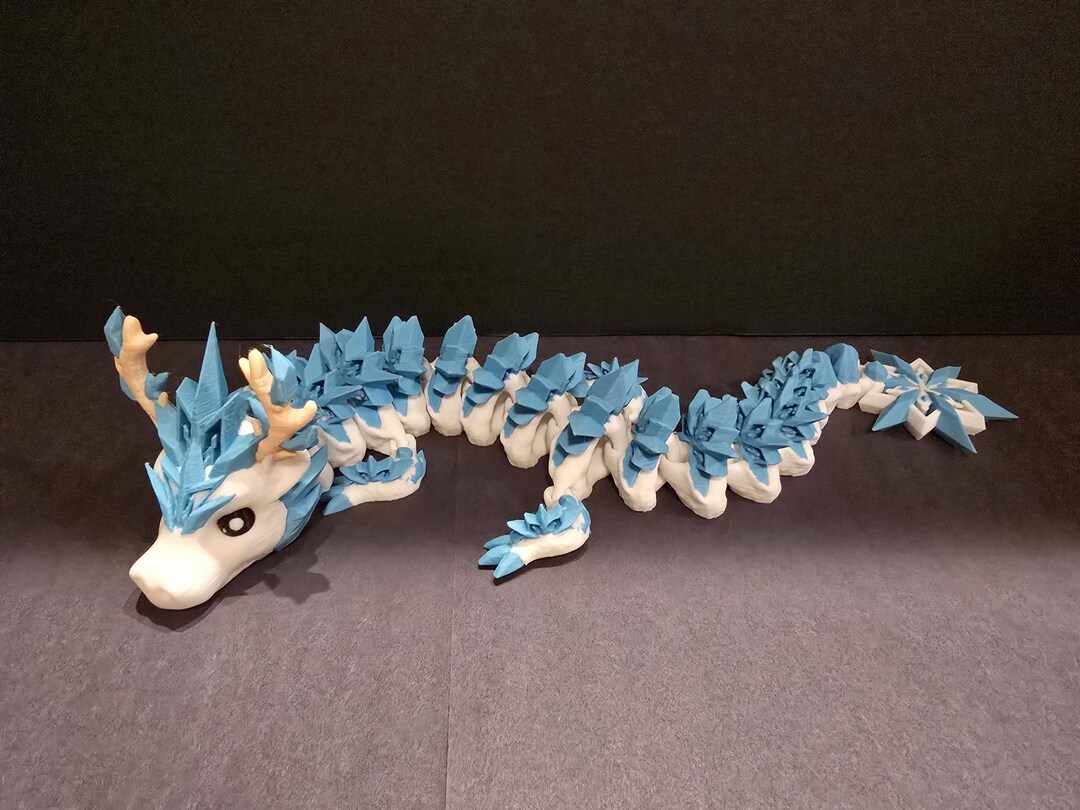 Articulating Flexi Ice Dragon – 16” 3D Printed Toy - Etsy