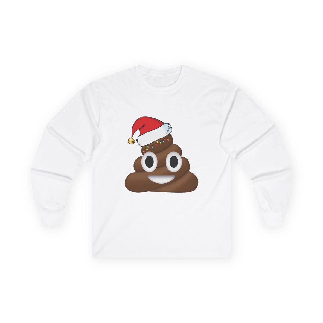Santa Poop Emoji Long Sleeve Tee | Christmas Novelty Shirt - Etsy