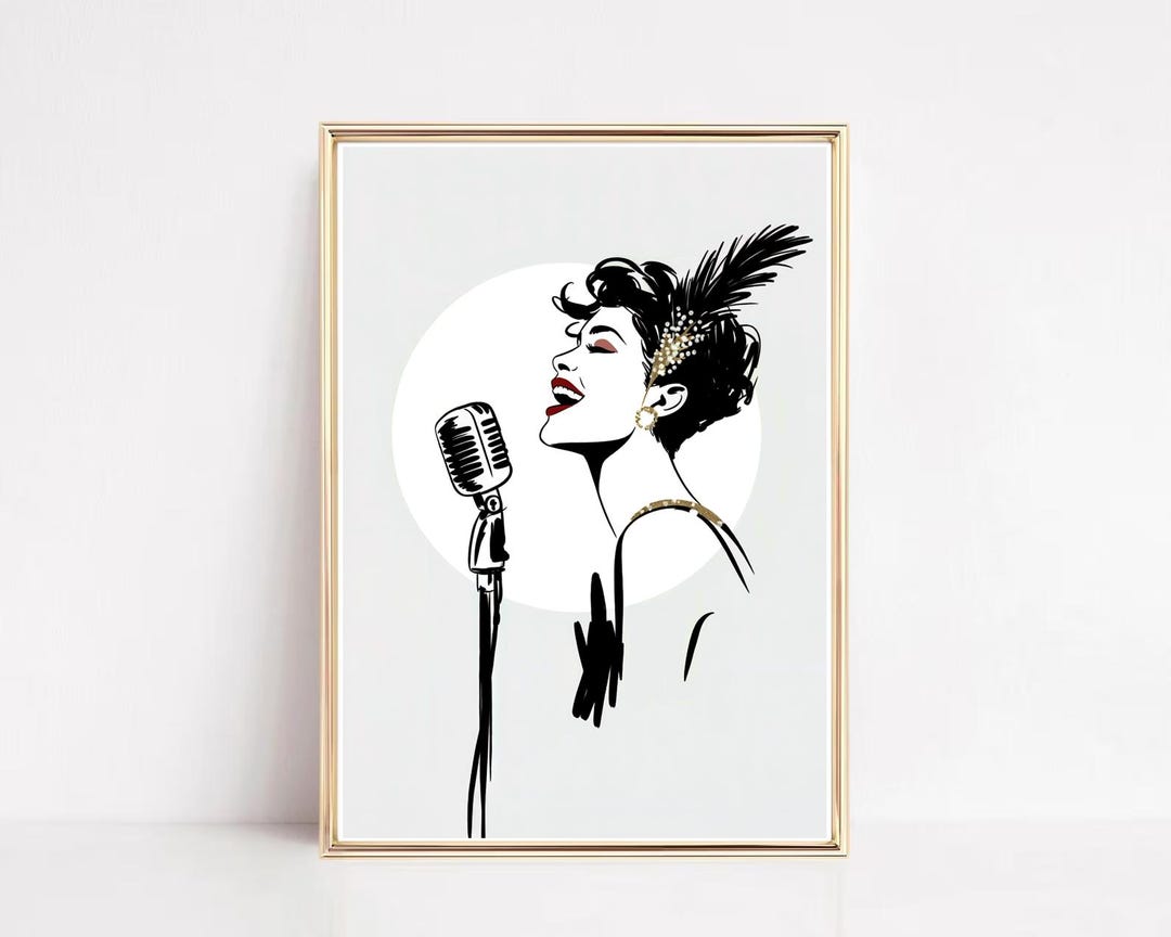 1920s Jazz Singer Fashion Illustration: Glamorous Woman With Feathered ...