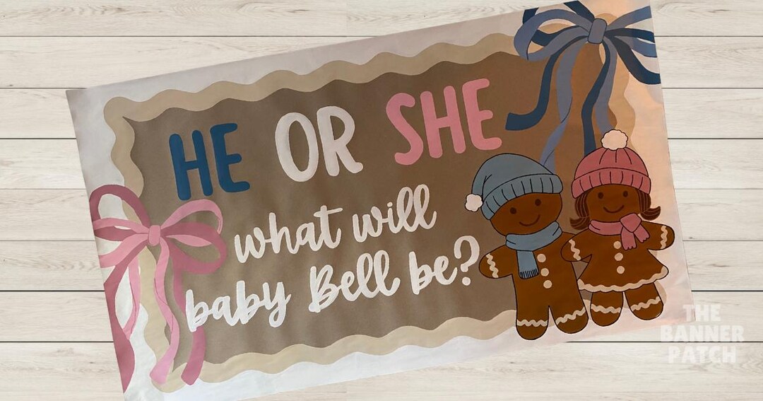 Winter Gingerbread Gender Reveal Banner | Hand-painted Baby Shower ...