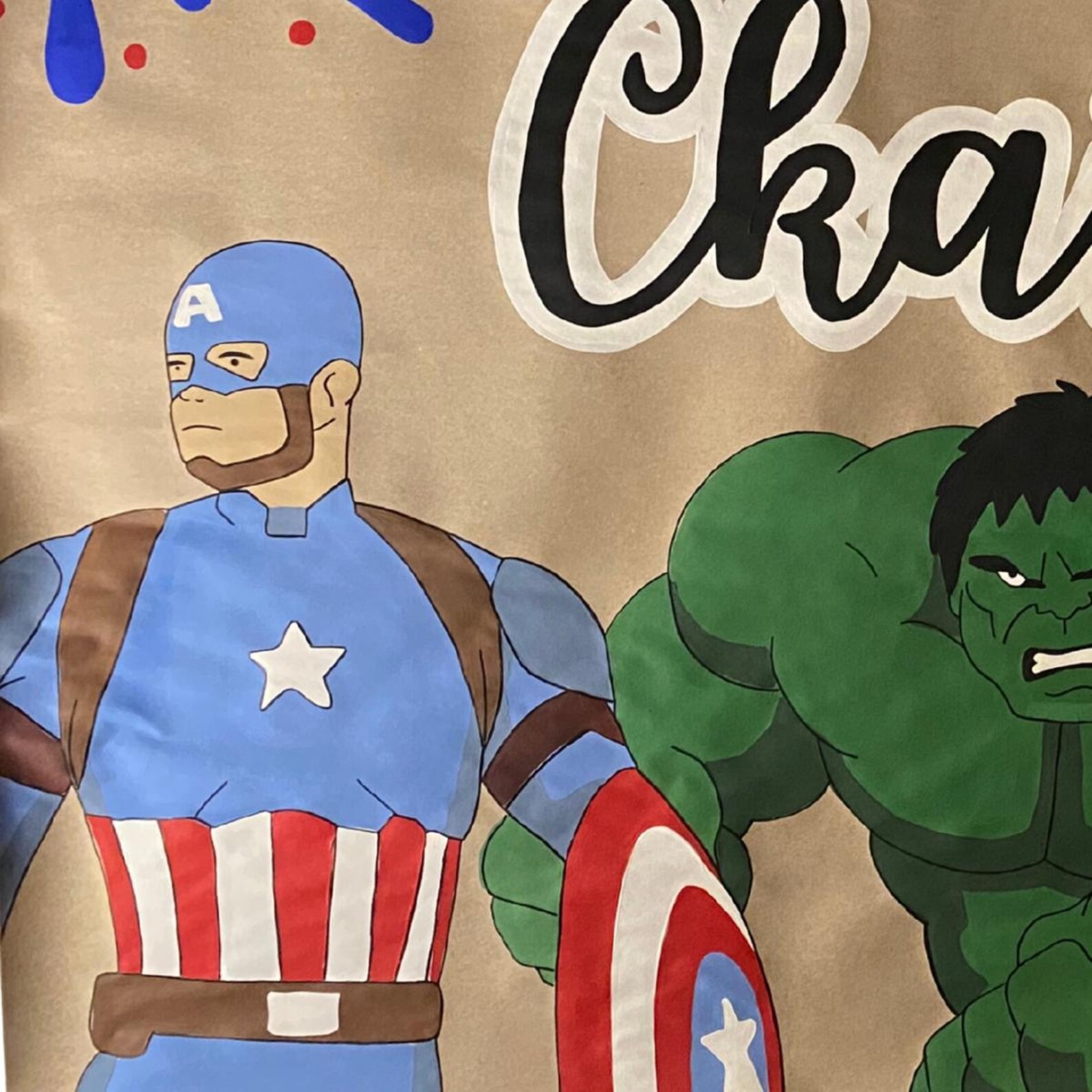 Hand Painted Avengers Banner | Spider-man, Captain America, Hulk, Iron ...