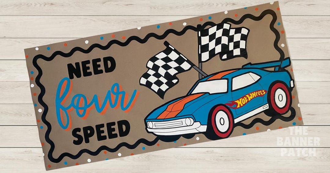 Custom Hand-painted Hot Wheels Race Car Paper Banner, Need Four Speed ...