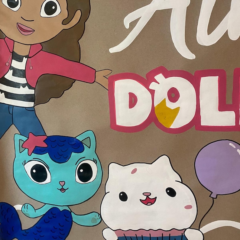 Hand-painted Gabby's Dollhouse Birthday Banner - Custom Party Decor - Etsy