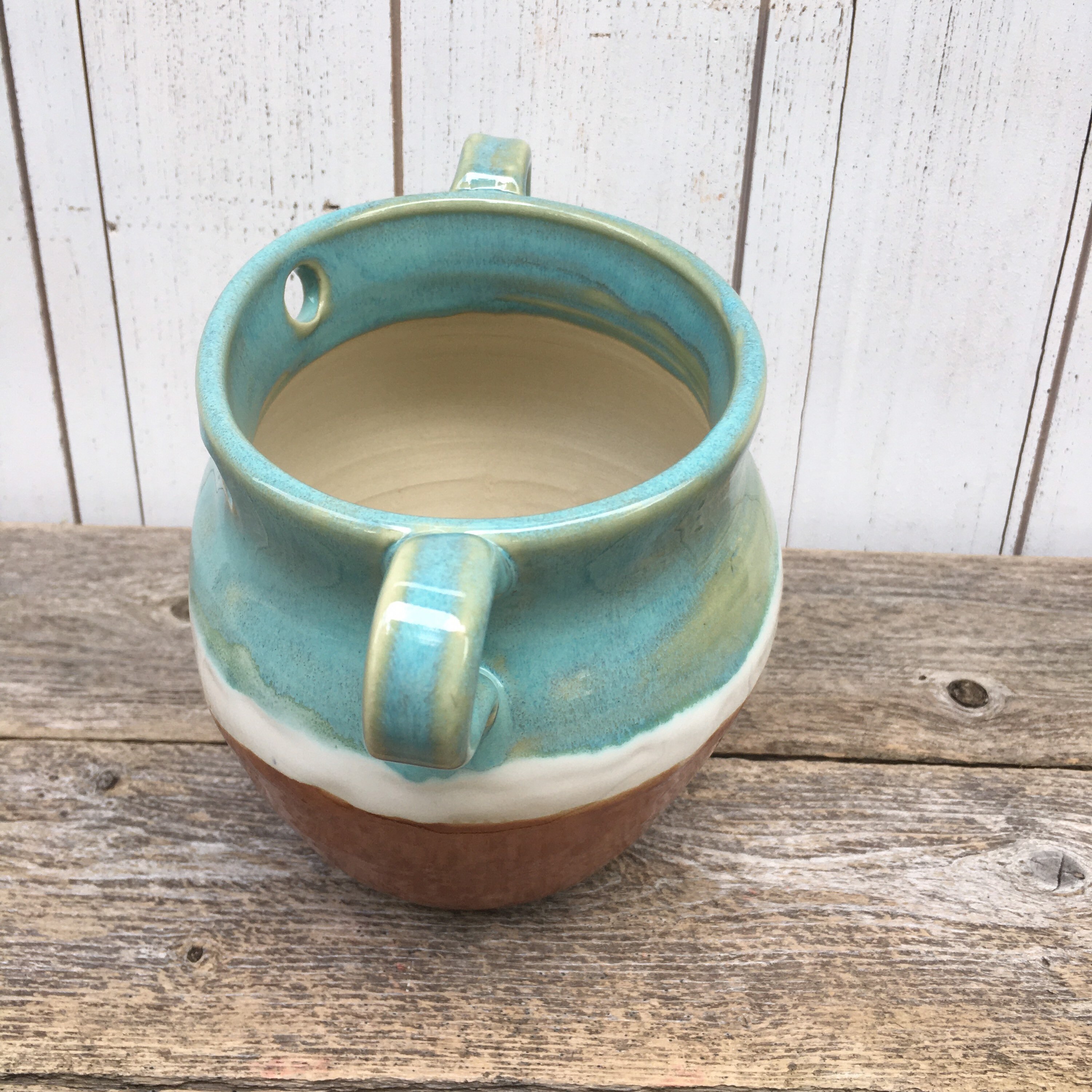Classic Garden Pottery Planter in Sand and Turquoise Sea - Etsy