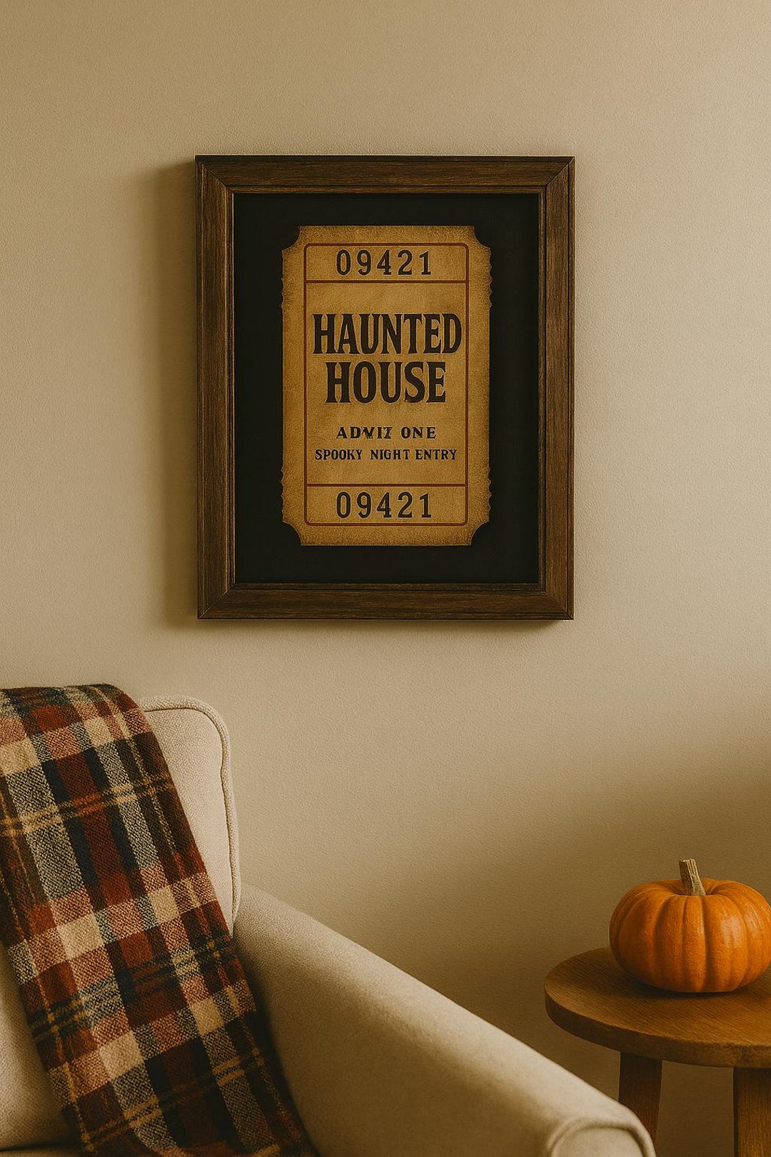 Haunted House Ticket Print | Vintage Halloween Wall Art | Spooky Fall ...