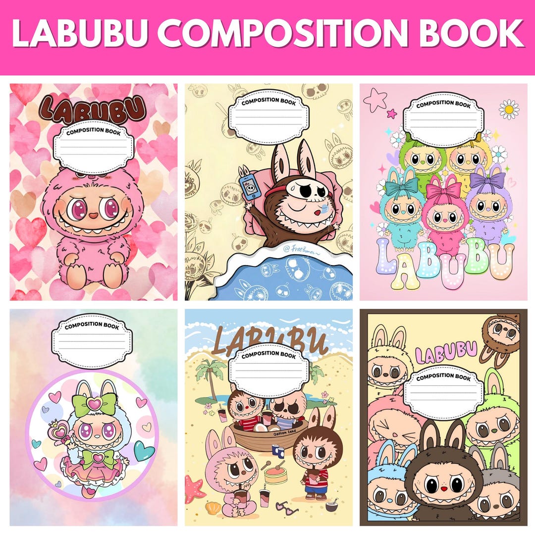 Labubu Composition Notebook Set: Kawaii Stationery Bundle With Stickers ...