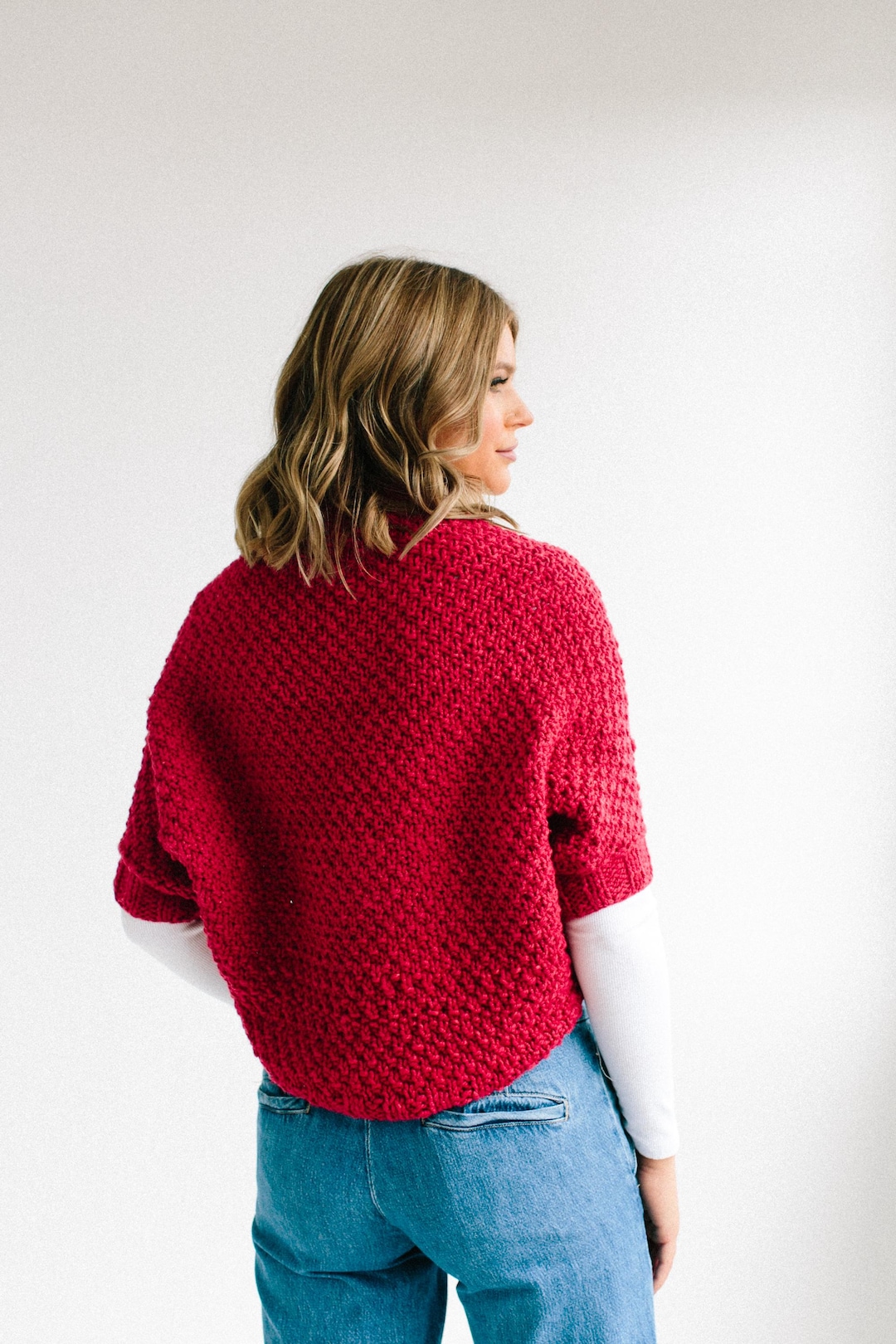 Textured Shrug Beginner Knitting Pattern | River Nile Shrug Easy ...
