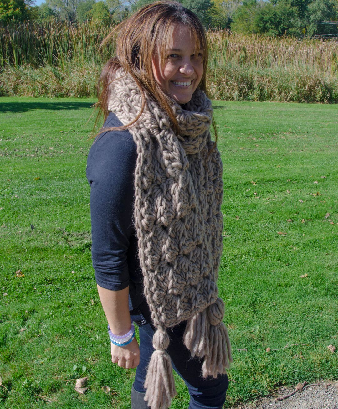 Chunky Scarf Easy Crochet Pattern | Bulky Yarn Beginner-friendly DIY ...