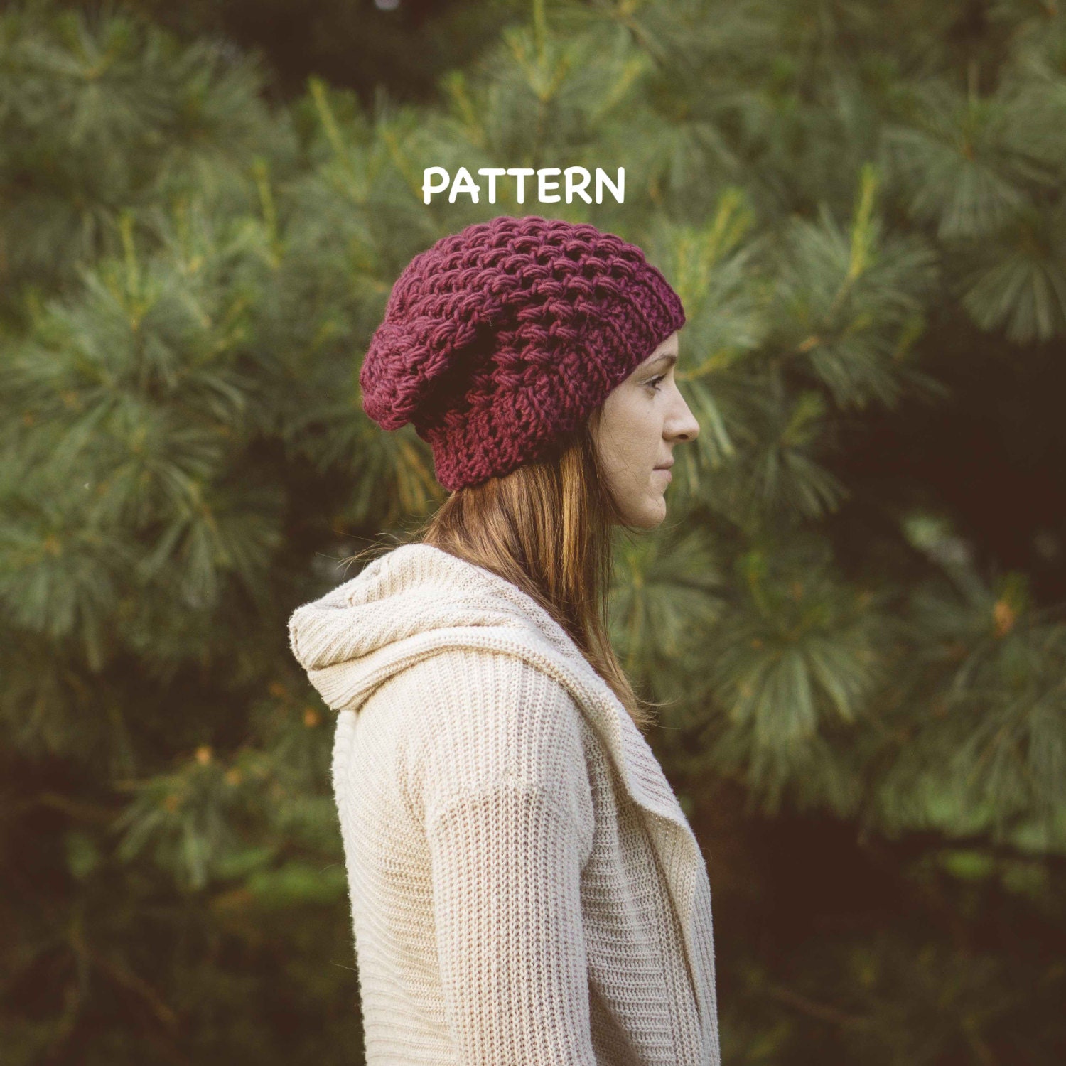Helix Puff Stitch Beanie Pattern Adult Slouchy Hat Pattern - Etsy