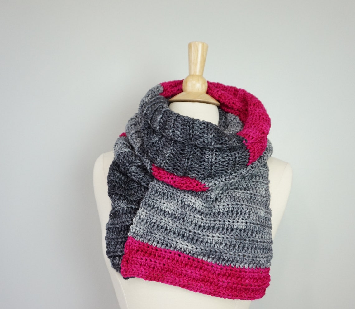 Textured Striped Crochet Scarf Pattern Beginner Scarf Crochet | Etsy