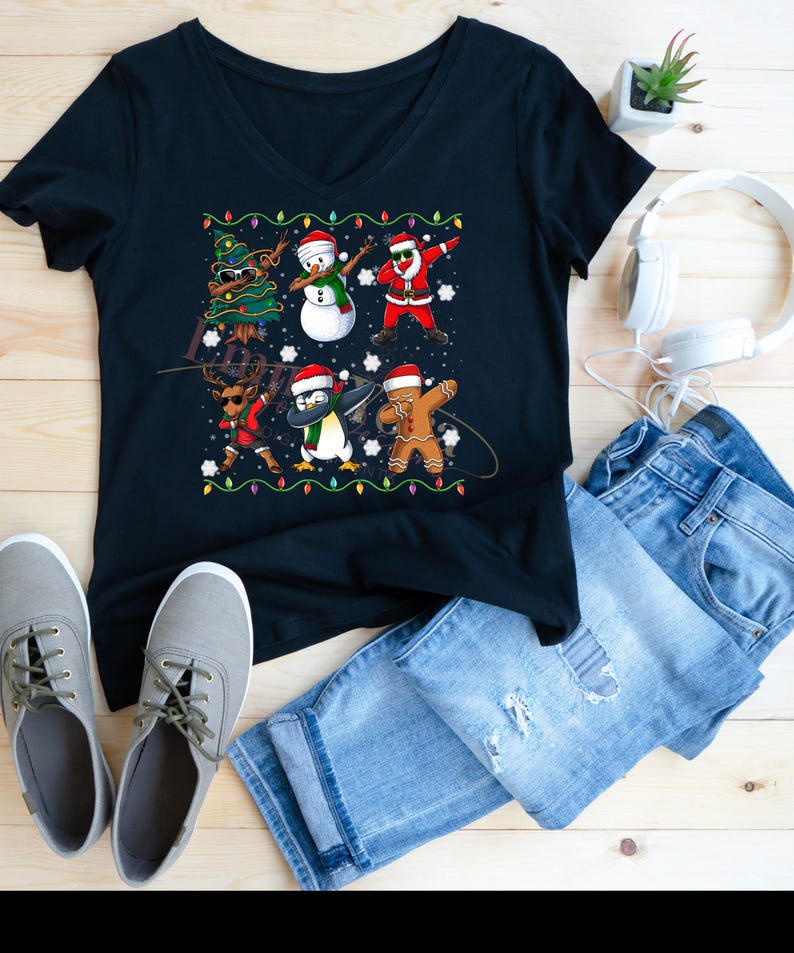 Funny Christmas Characters PNG Dabbing Santa Reindeer Snowman Penguin ...