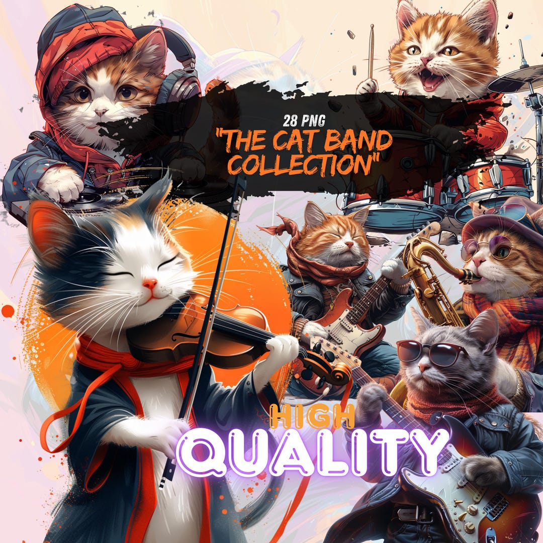 Meow-sicians – Musical Cat Clipart Set | Cute Cats Playing Instruments ...