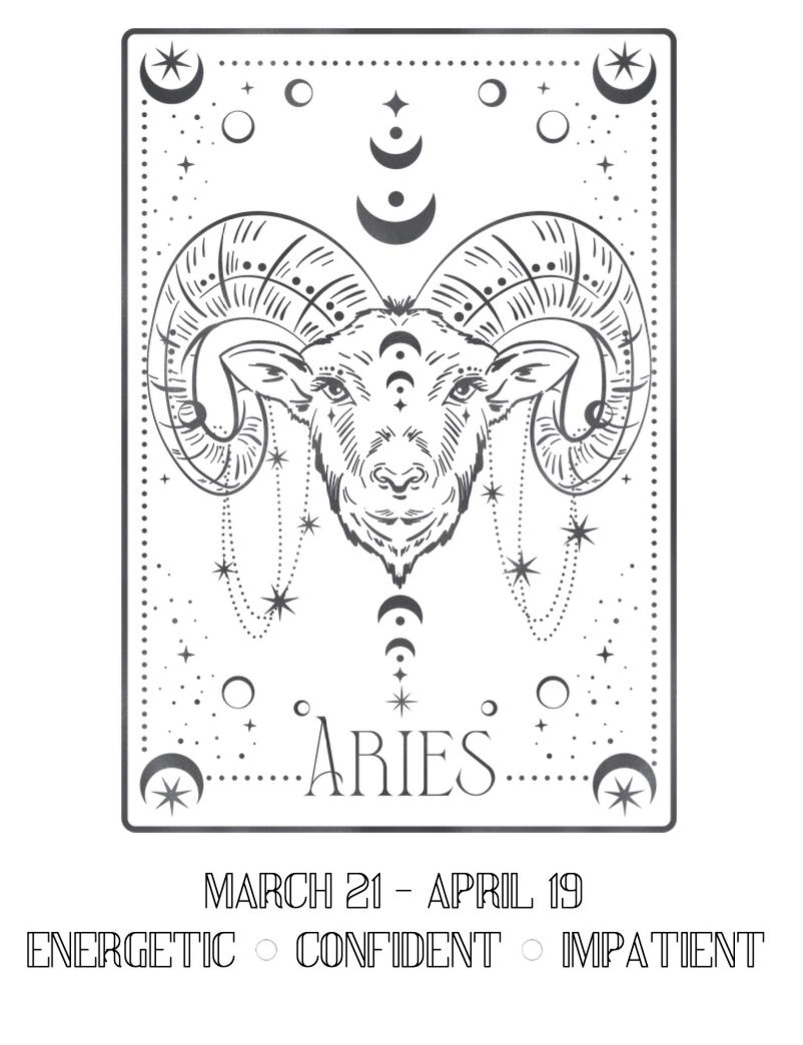 Printable Aries Zodiac Coloring Page – Celestial Astrology Art ...