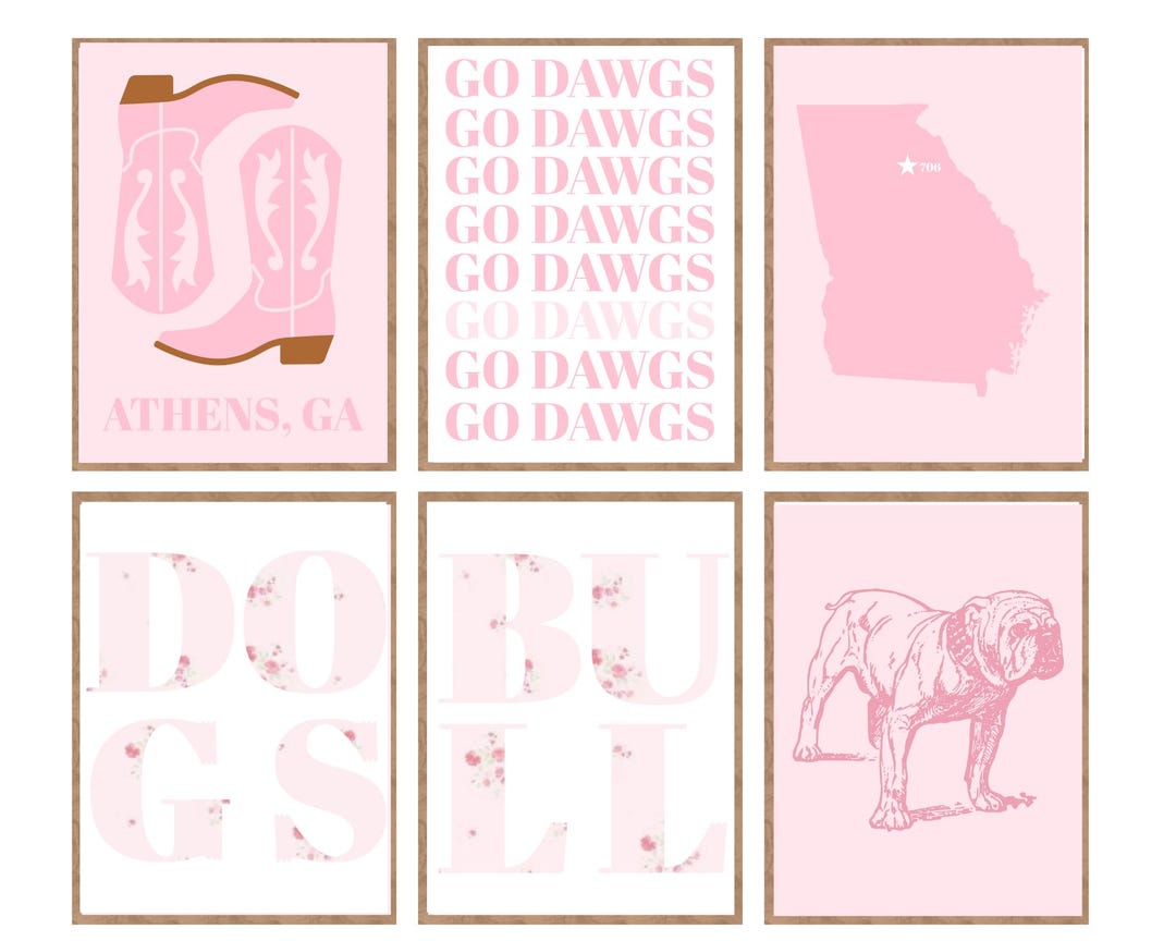 Pink University of Georgia Wall Art Prints for Dorm - Etsy