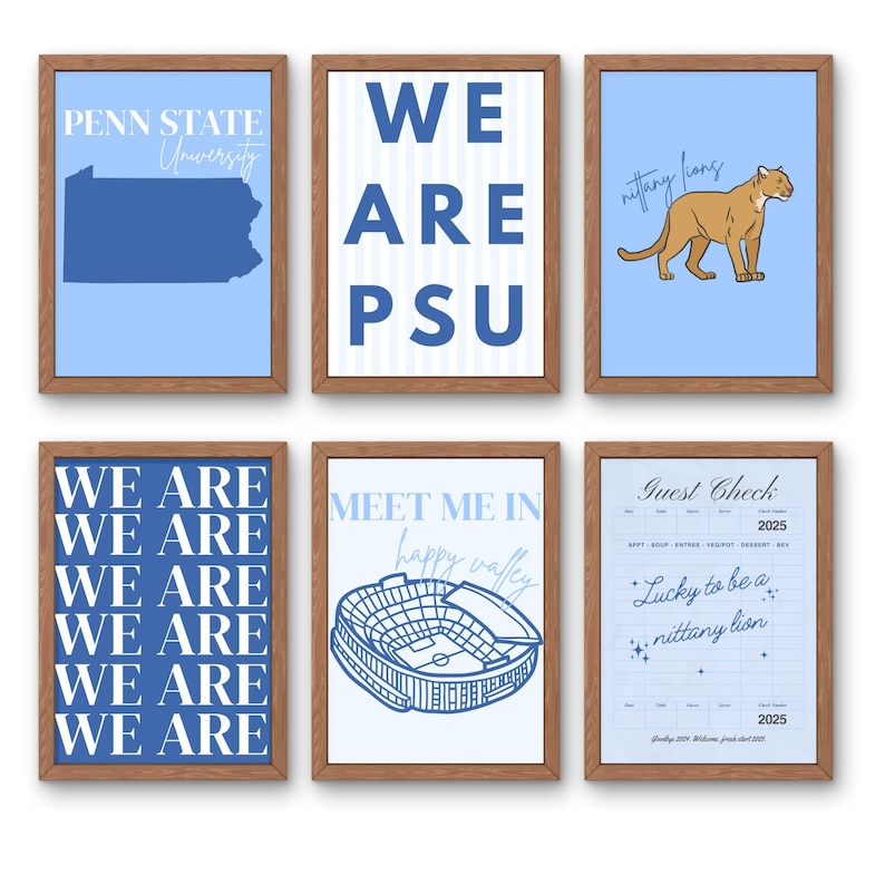 Blue Penn State University Wall Art Prints for Dorm - Etsy