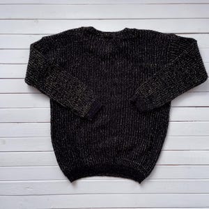 Black Gold Sweater 80s Vintage Metallic Sparkly Sweater - Etsy