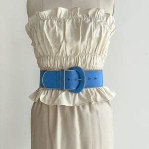 Wide Blue Belt 80s Vintage Bright Blue Corset Statement Waist Belt - Etsy