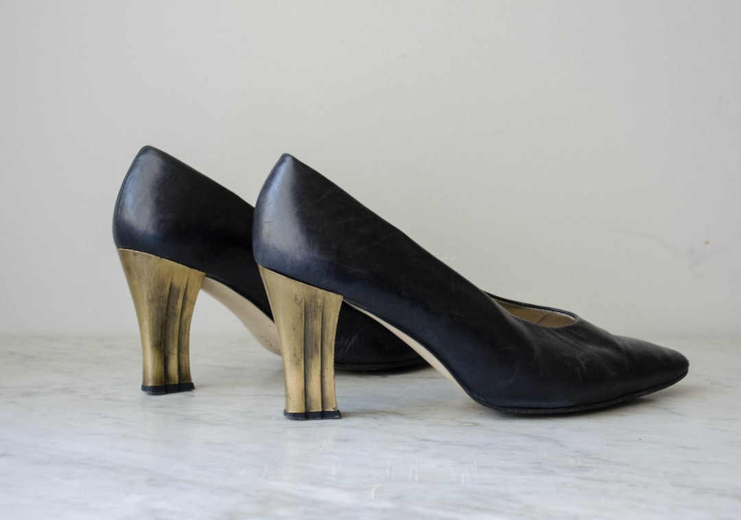Black Leather Glove Heels | 90s Minimal Soft Black Leather ...