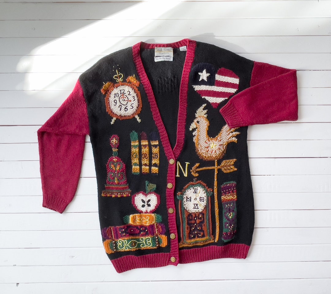 School Teacher Cardigan 90s Plus Size Vintage Marisa Christina Books ...