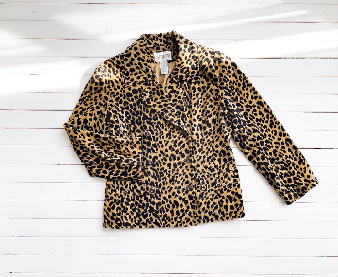 Vtg Cambridge Dry Goods Leopard Print Velvet Jacket - Etsy