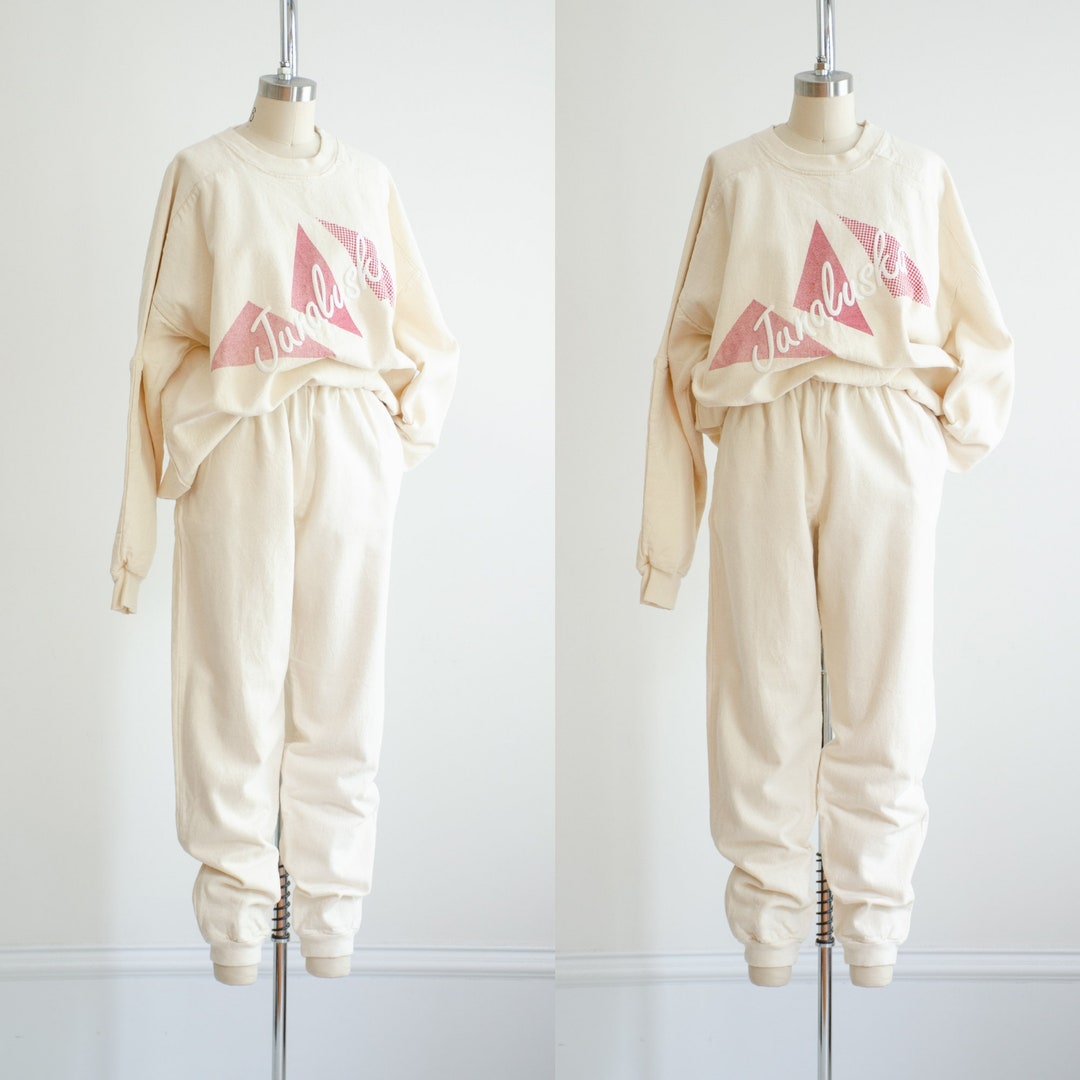 Vintage Sweatsuit 80s Vintage Lake Junaluska Cream Sweatpants ...