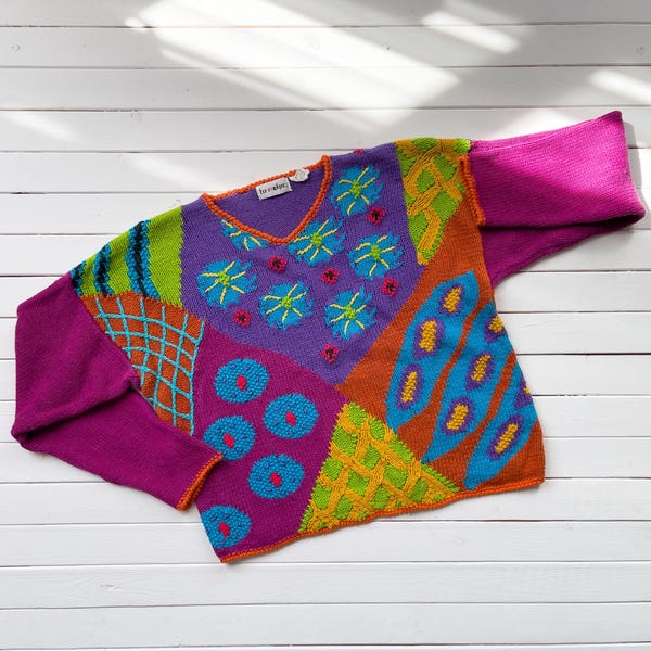 90s Colorful Sweater - Etsy