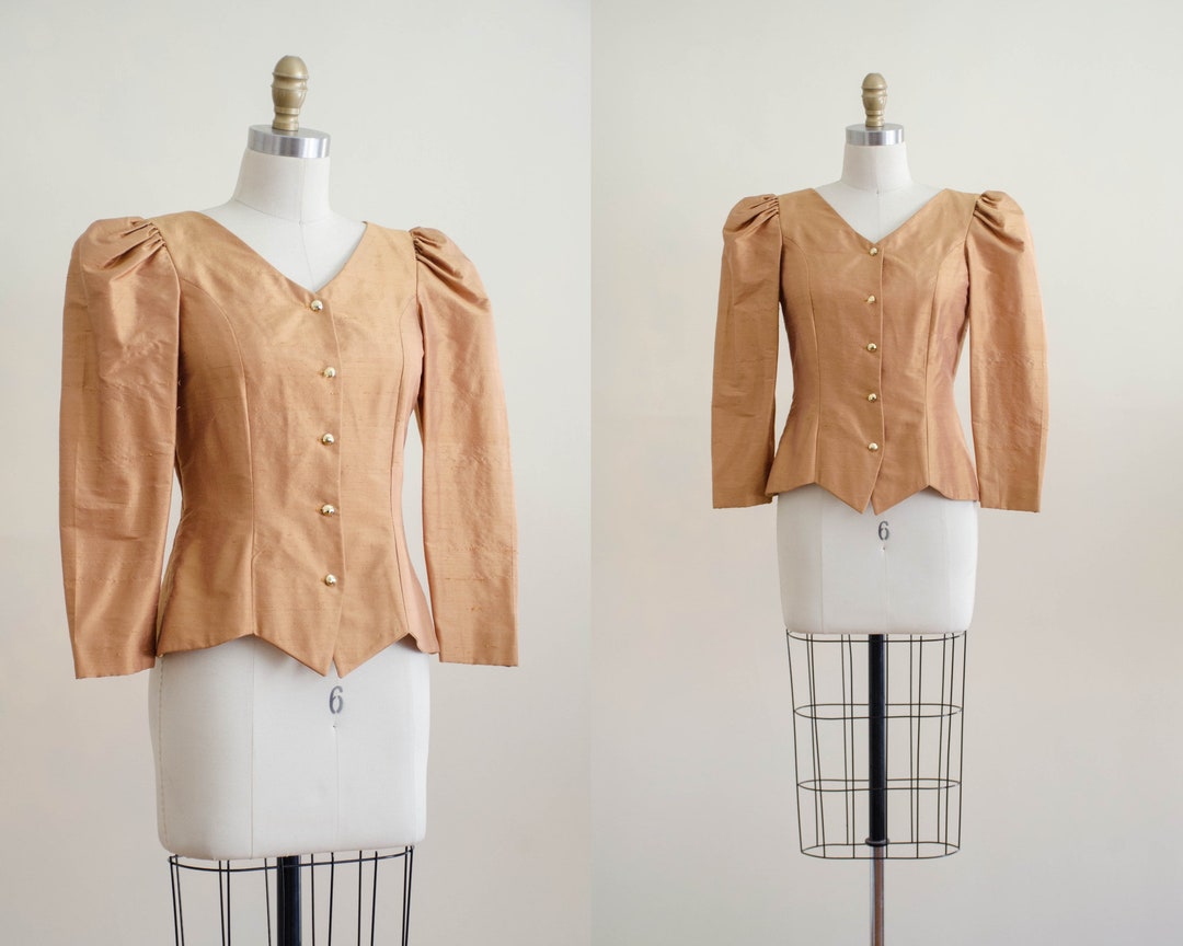 Gold Puff Sleeve Jacket | Gold Blouse - Etsy