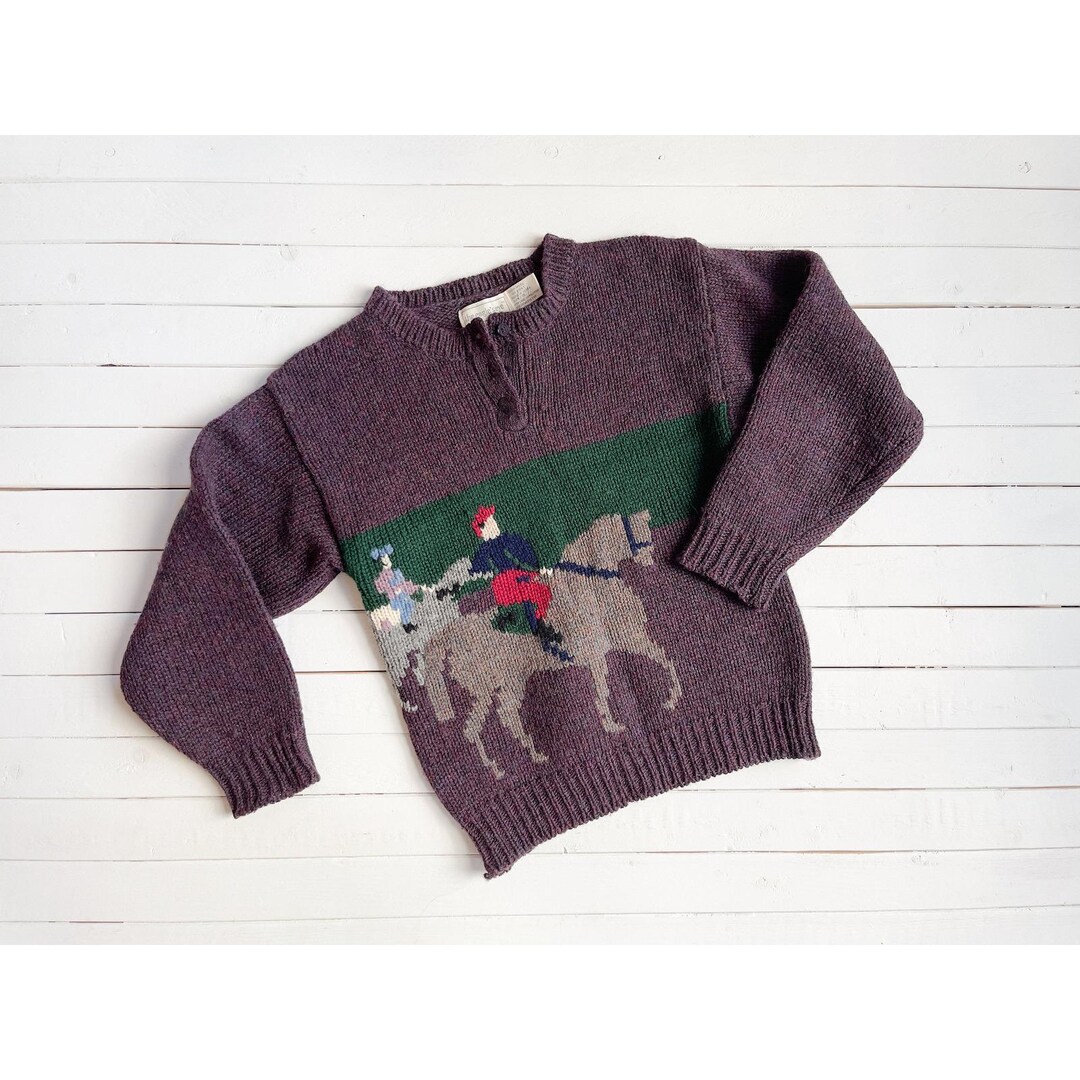 Eagles Eye Sweater Horse Rider Equestrian Purple Wool Hand Knit Sweater ...