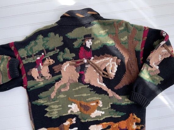 fox hunting sweater 80s 90s vintage Traditional Tradi… - Gem
