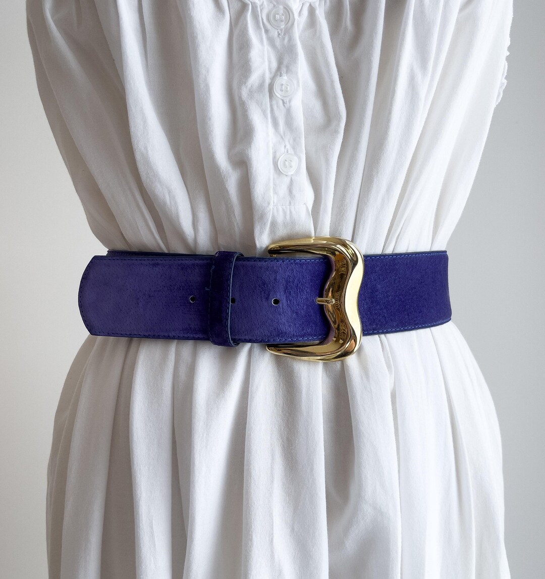Purple Leather Belt 80s 90s Vintage Wide Purple Suede Statement Belt - Etsy