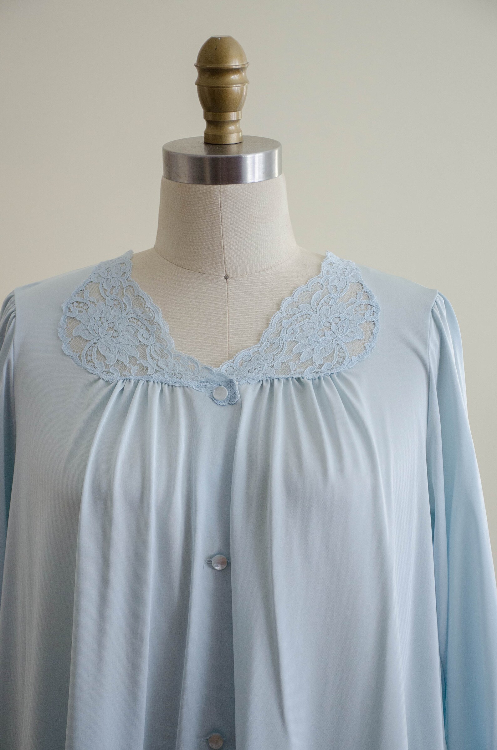 Blue Nylon Robe Silky Blue Housecoat - Etsy