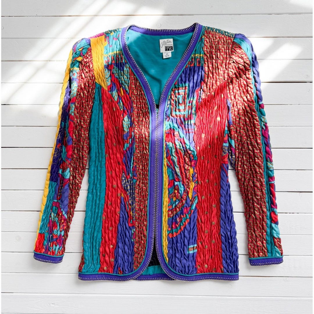 Jeanne Marc 80s Vtg Red Blue Abstract Art to Wear Jacket Size L - Etsy