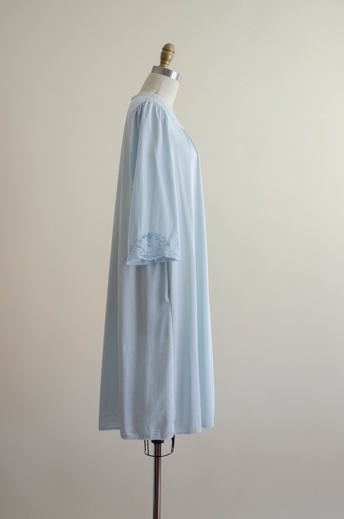 Blue Nylon Robe Silky Blue Housecoat - Etsy