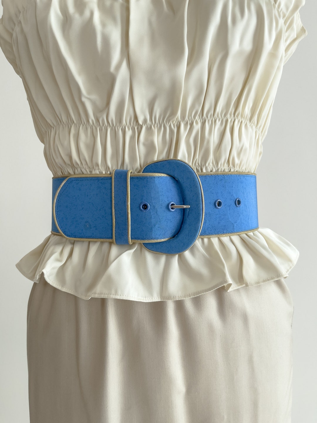 Wide Blue Belt 80s Vintage Bright Blue Corset Statement Waist Belt - Etsy