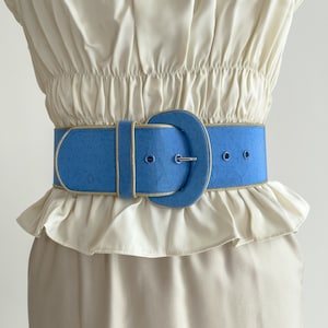 Wide Blue Belt 80s Vintage Bright Blue Corset Statement Waist Belt - Etsy