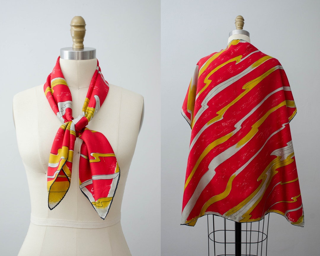 Large Square Silk Scarf | Red Vera Scarf | Red Silk Scarf - Etsy