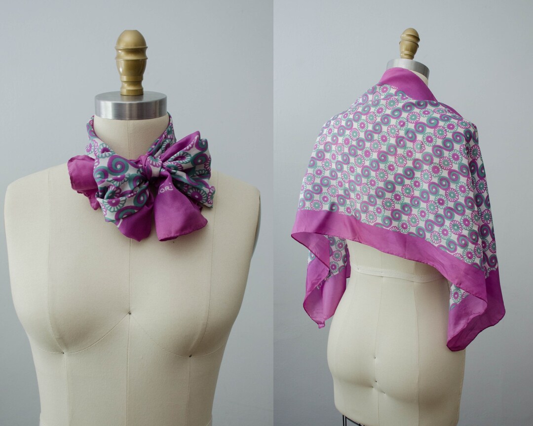 Purple Neck Scarf | Long Vintage Scarf - Etsy