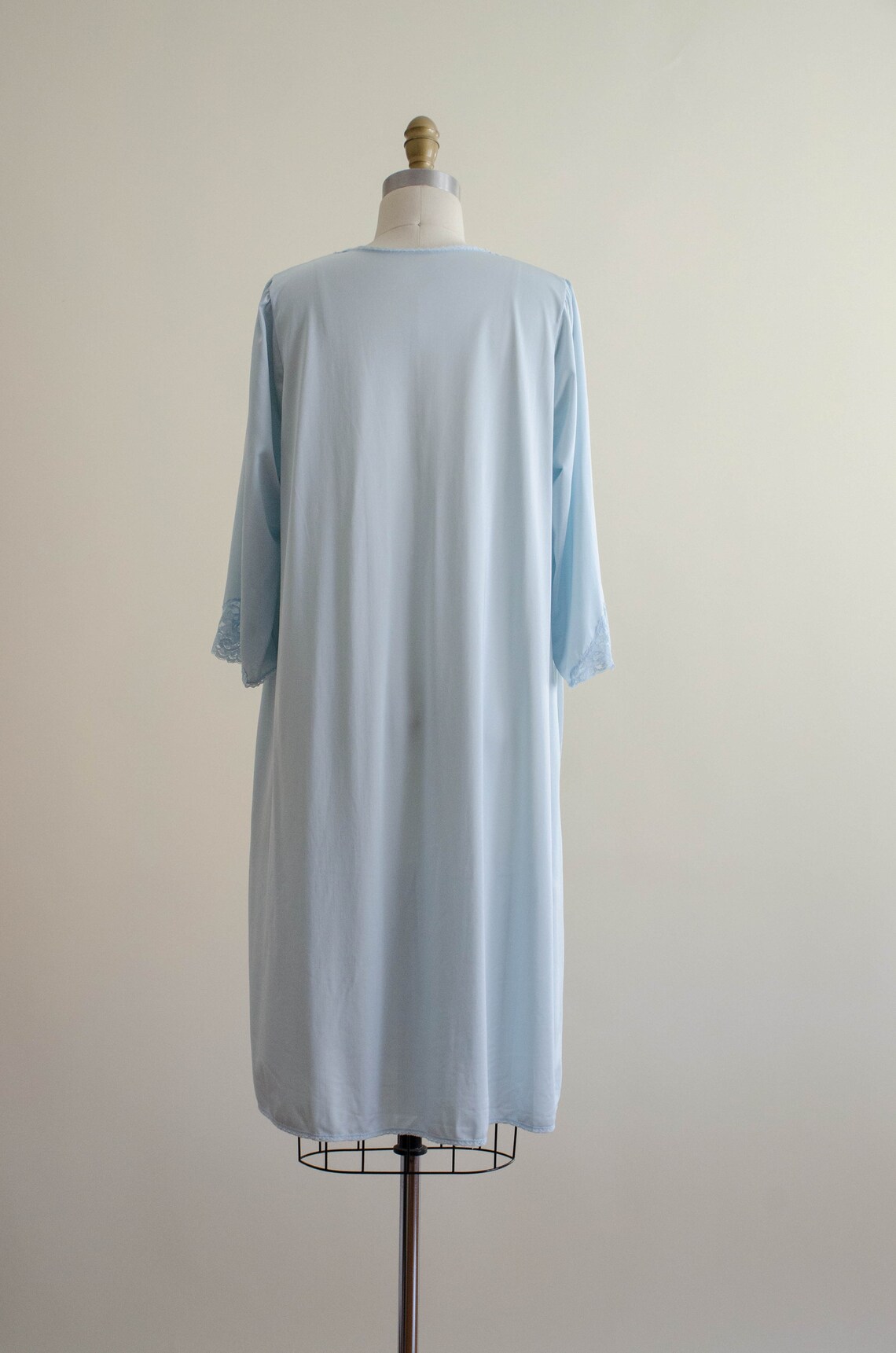 Blue Nylon Robe Silky Blue Housecoat - Etsy