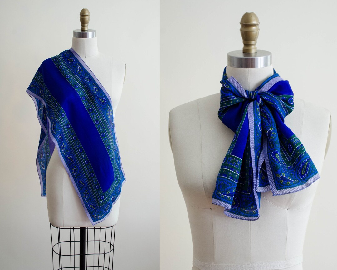 Blue Neck Scarf | Paisley Scarf - Etsy