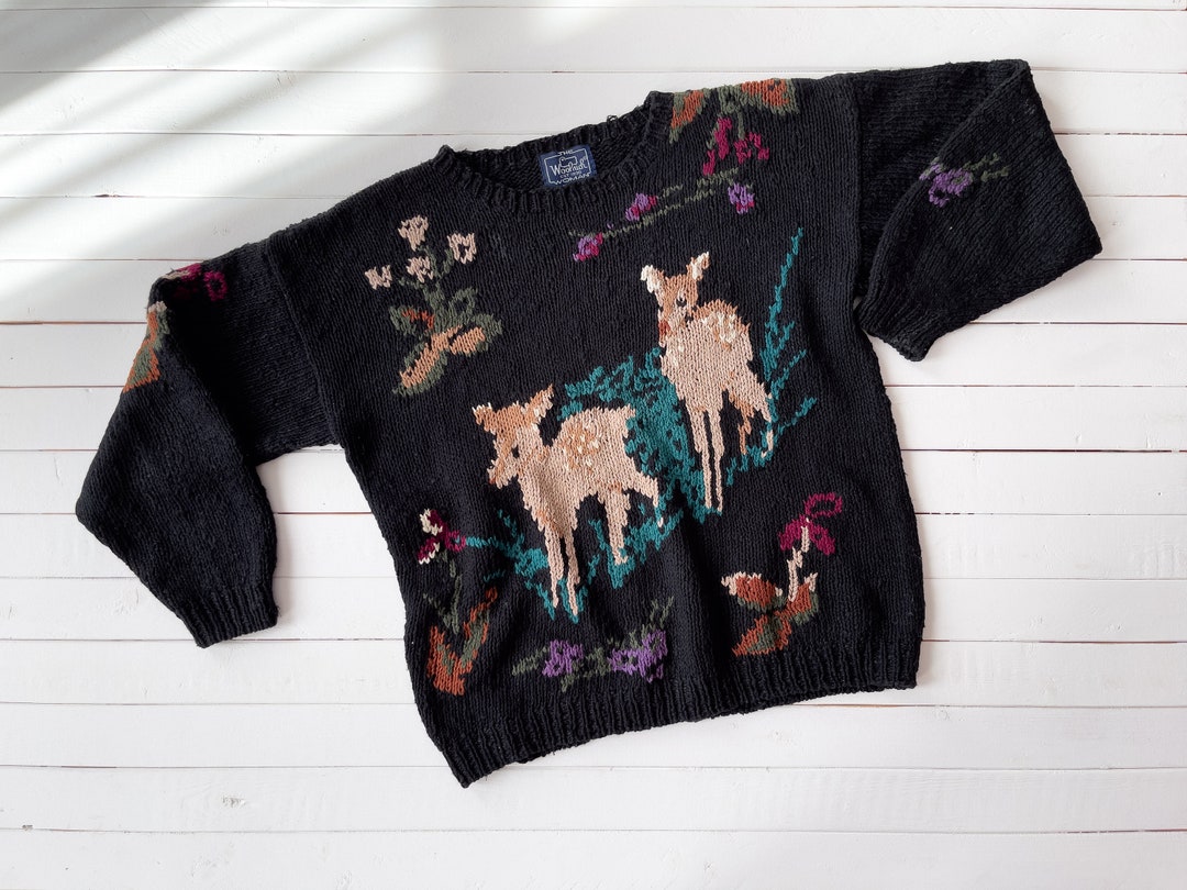 Cute Cottagecore Sweater 80s 90s Vintage Woolrich Deer Fawn - Etsy