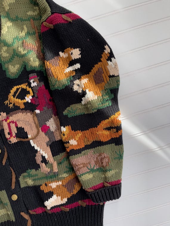 fox hunting sweater 80s 90s vintage Traditional Tradi… - Gem